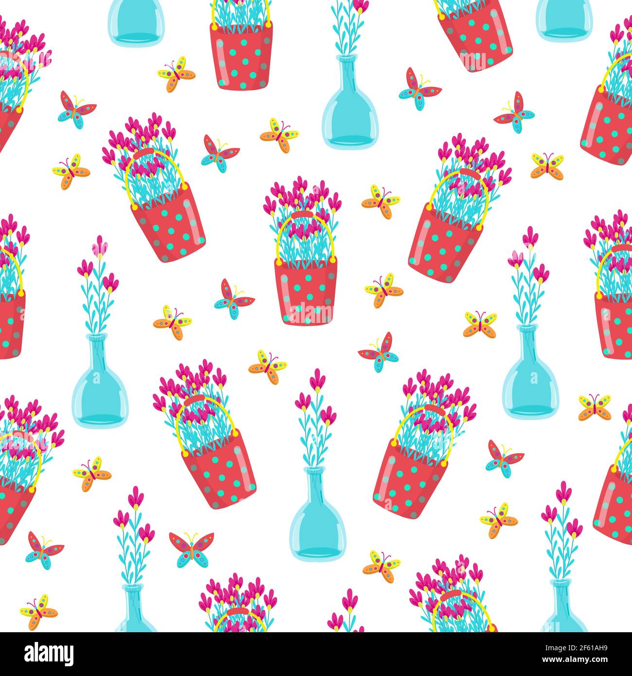 Flowers in bucket Stock Vector Images - Alamy