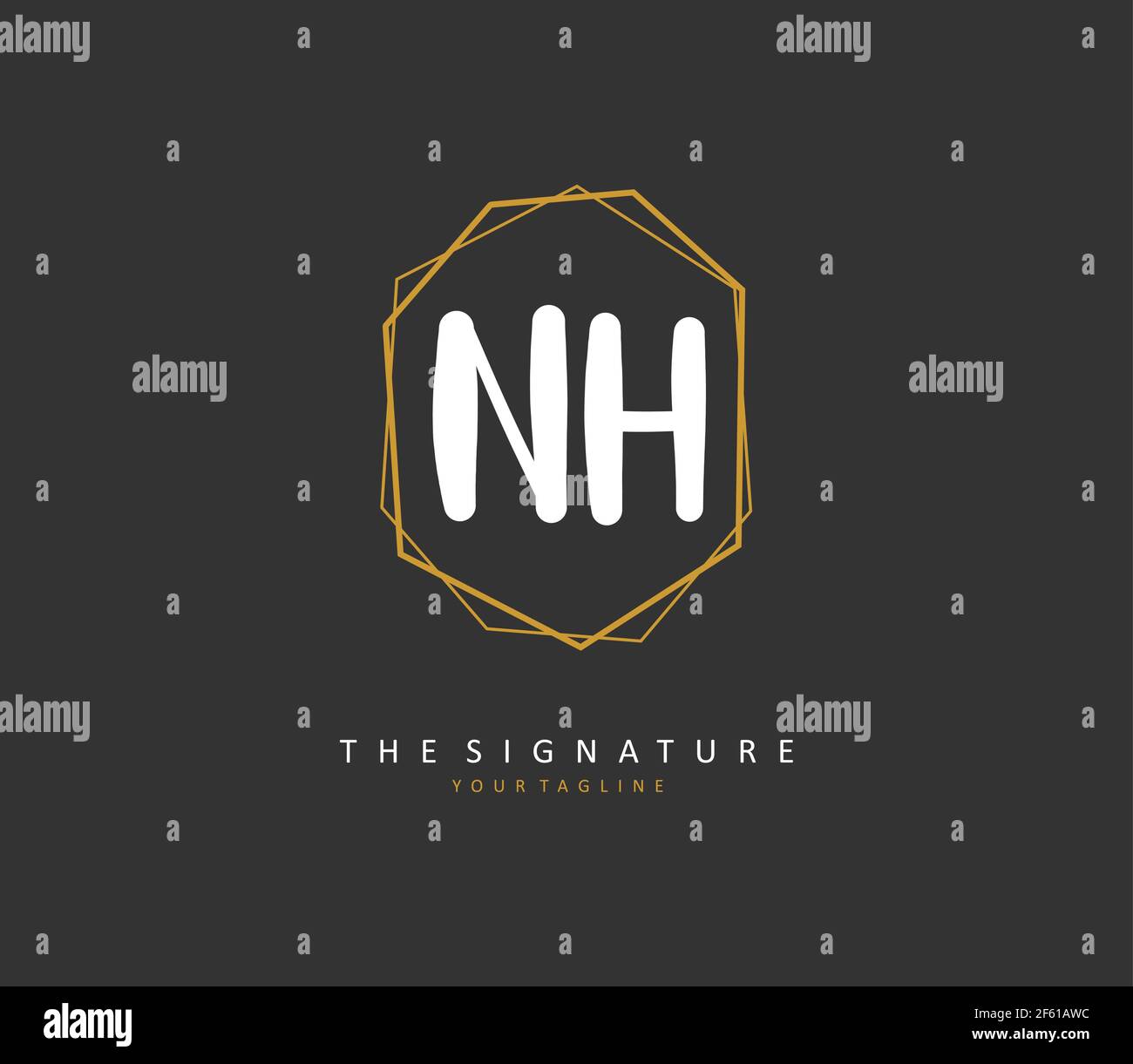 N H NH Initial letter handwriting and signature logo. A concept ...