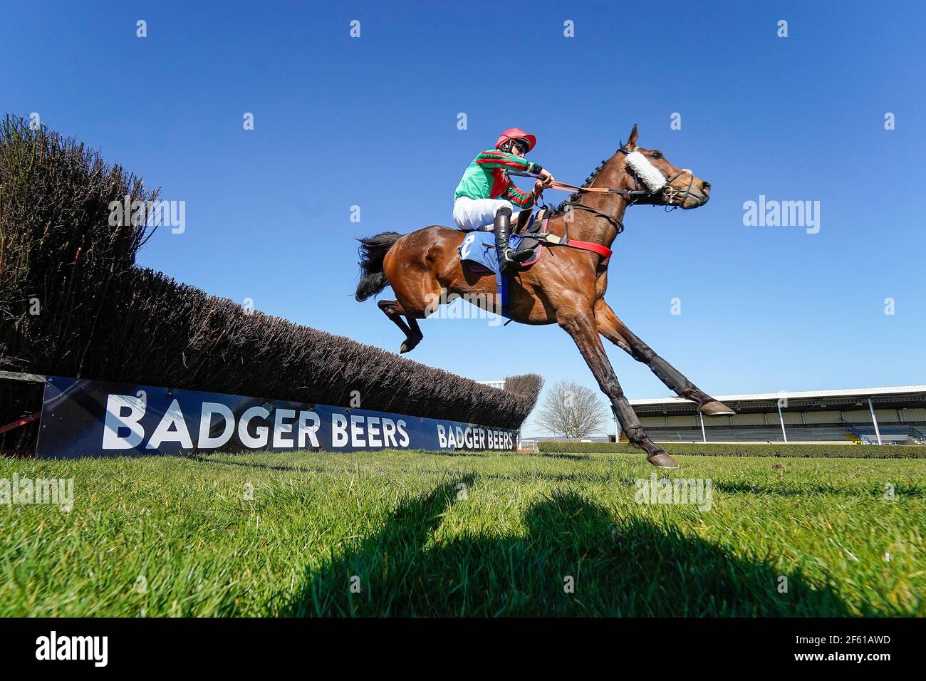 Danny Burton riding Aasleagh Dawn clears a fence during The Every Race ...