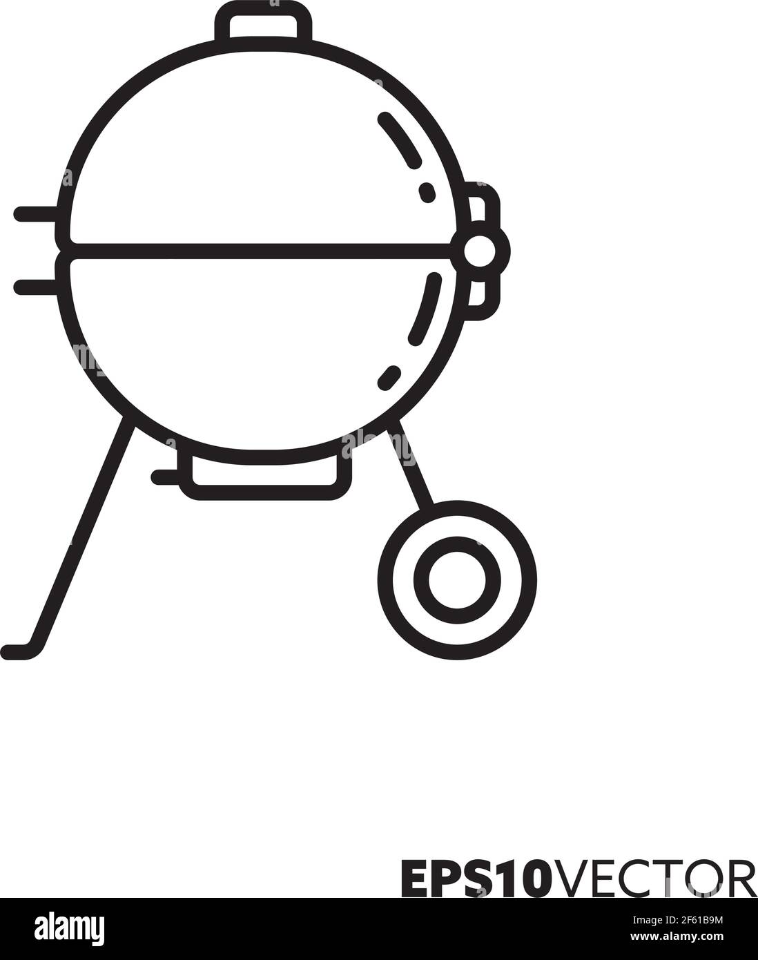 Kettle grill line icon. Outline symbol of BBQ and grilling equipment ...