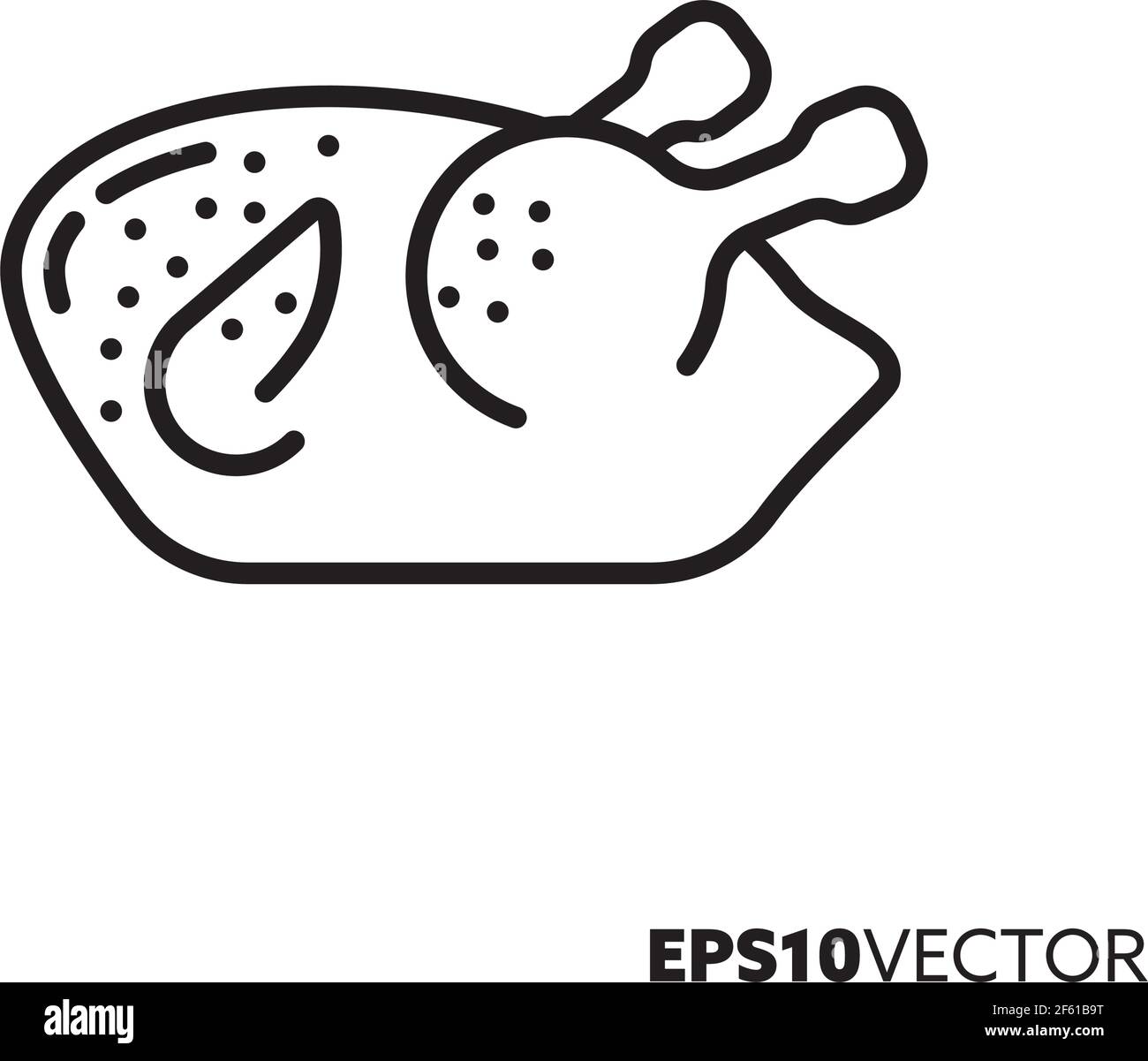 Grilled chicken line icon. Outline symbol of roast poultry. Prepared ...