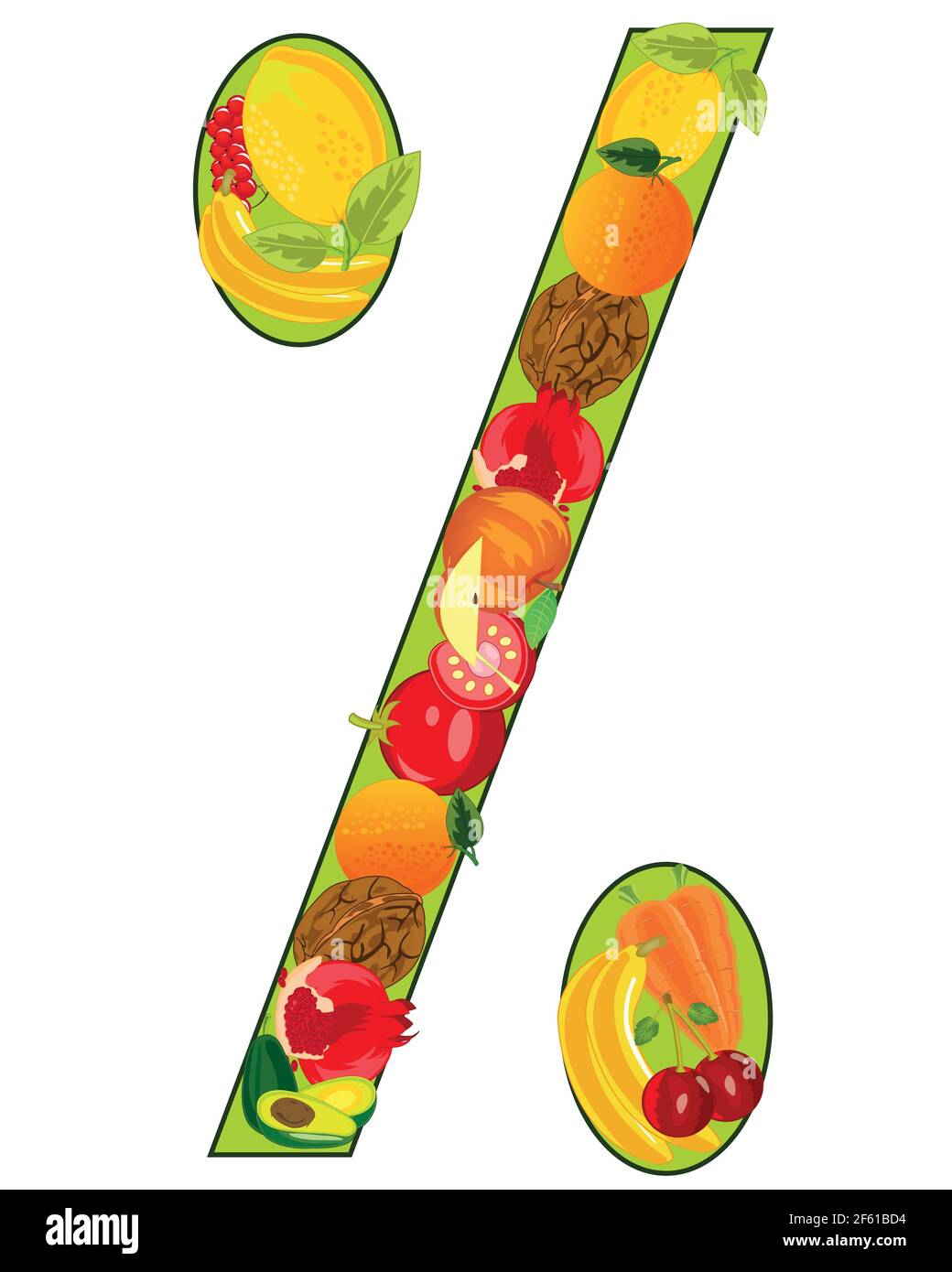 Decorative sign percent fruit on white background insulated Stock ...