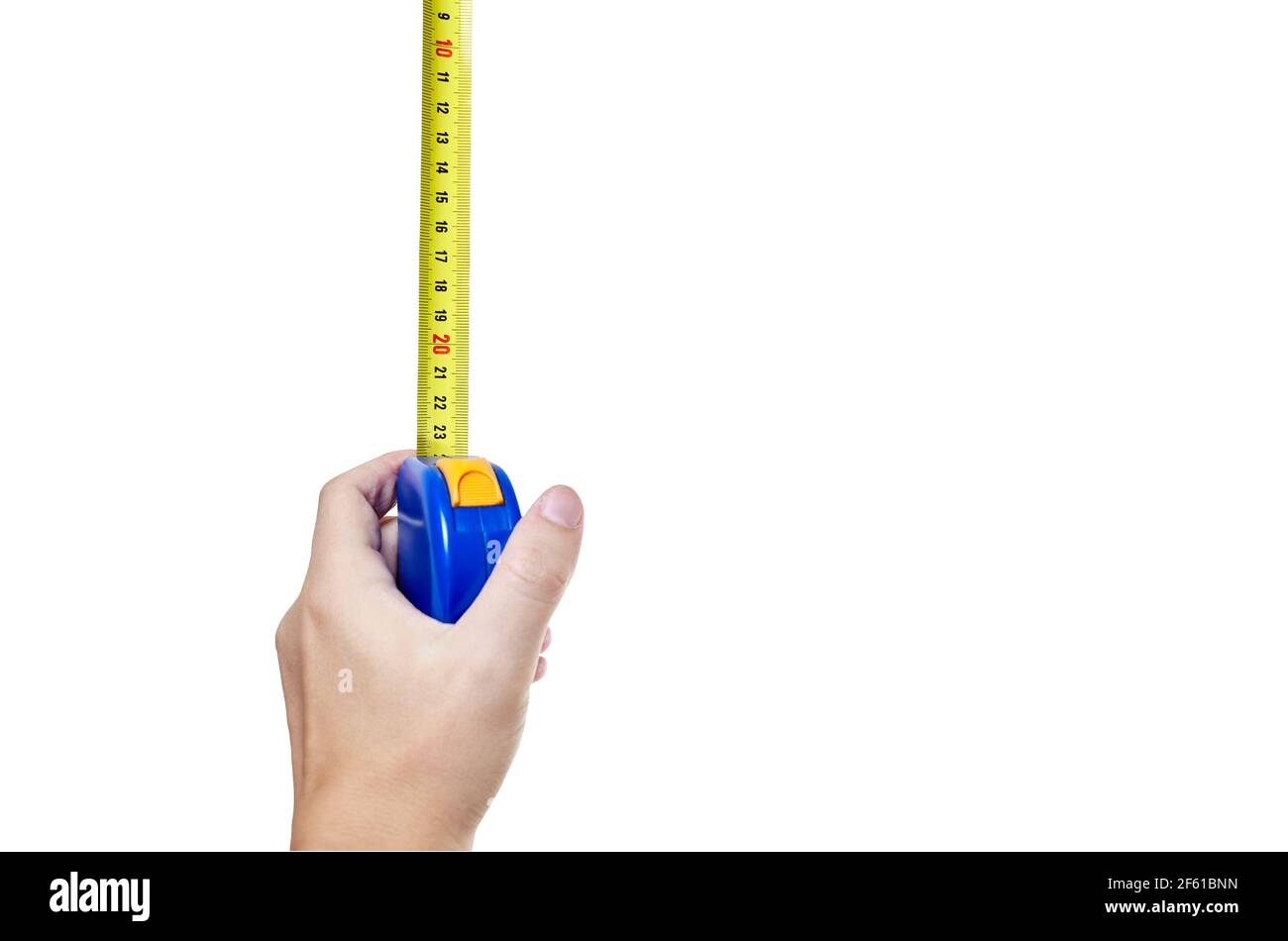 Human hand with tape measure isolated on white background with clipping ...
