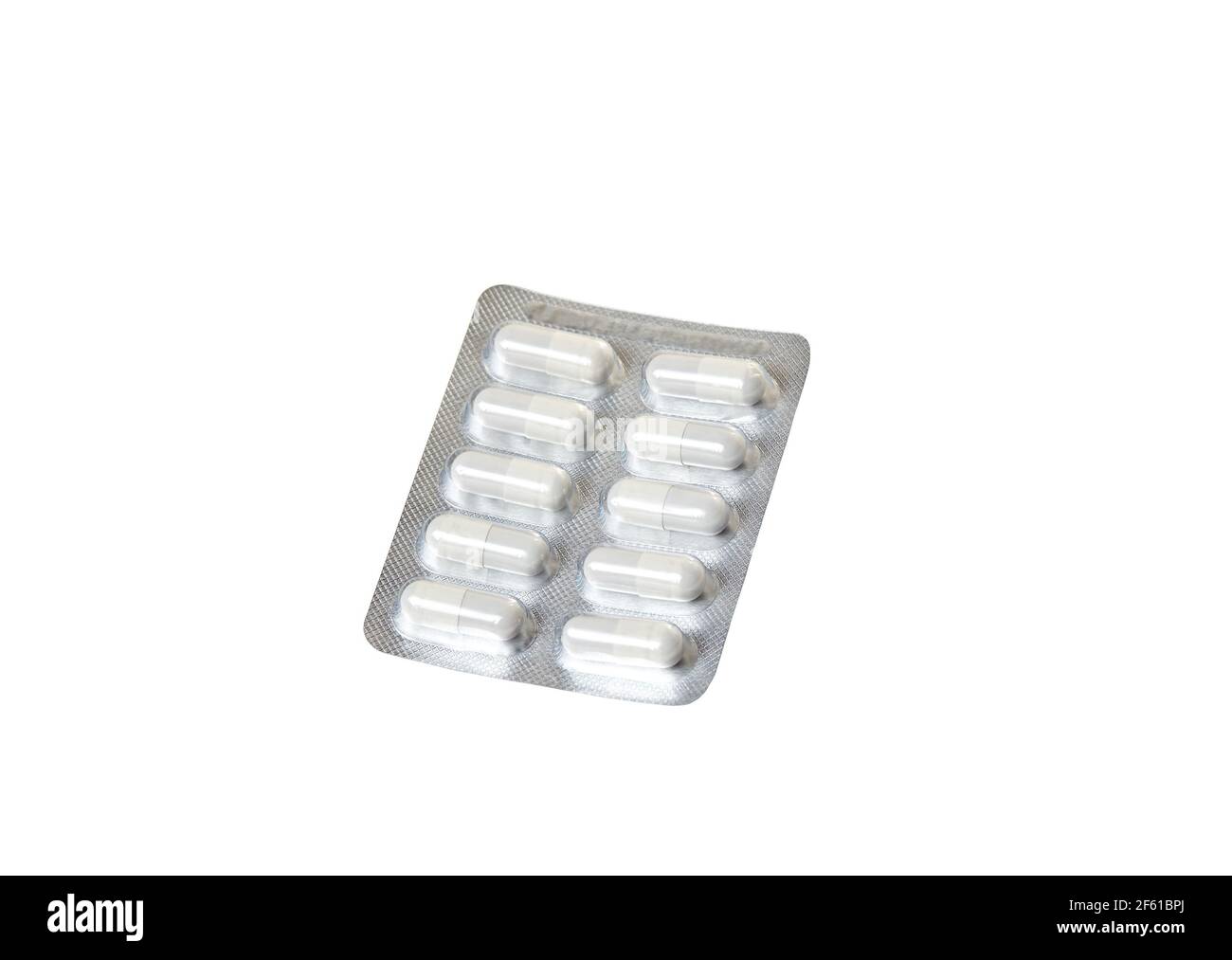 Gray pills in a blister isolated on white background with clipping path ...