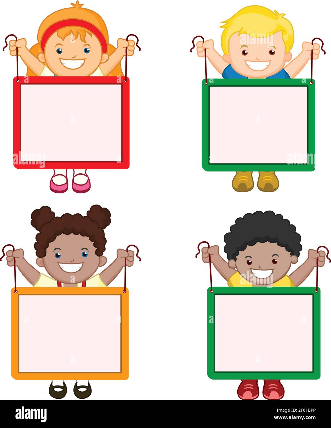 Kids banner set cartoon vector illustration isolated in white ...