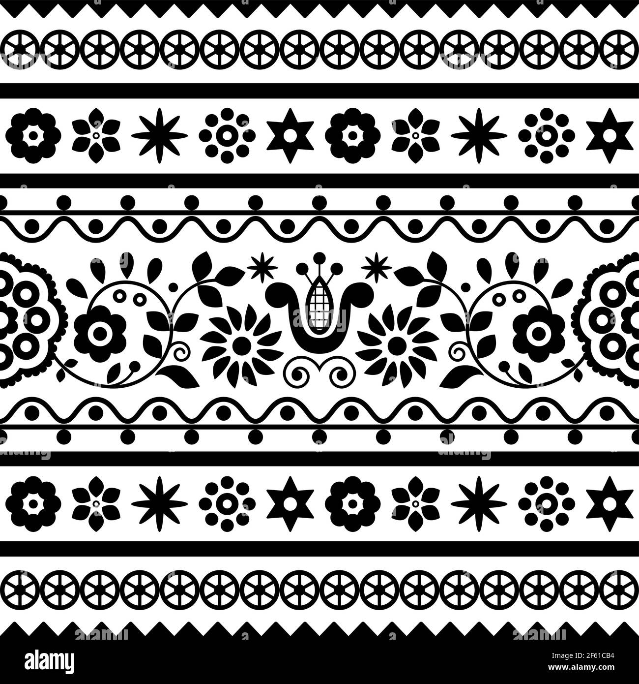 Polish folk art vector seamless embroidery retro pattern with flowers ... Polish folk art vector seamless embroidery retro pattern with flowers ...