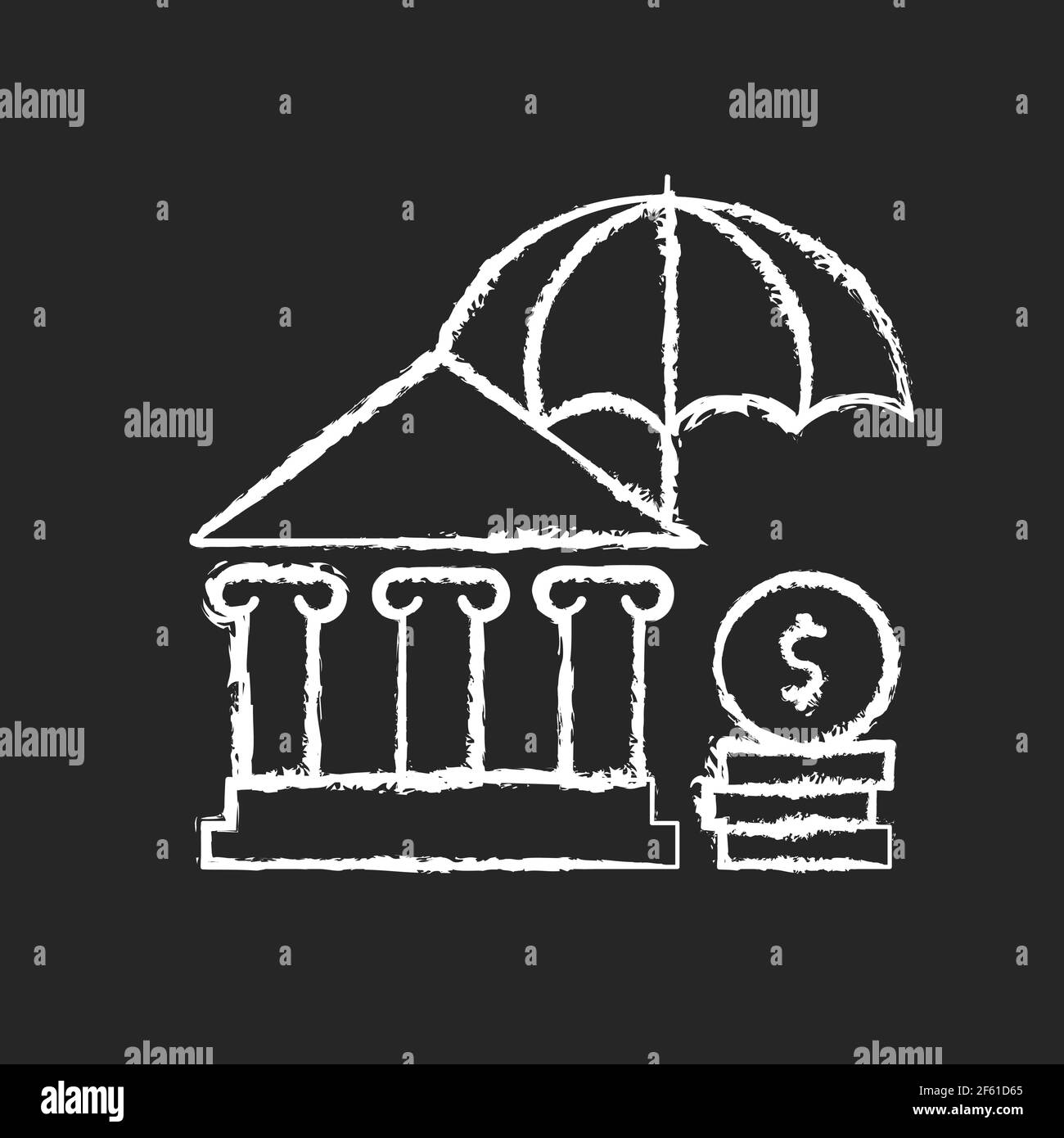 Social insurance chalk white icon on black background Stock Vector ...