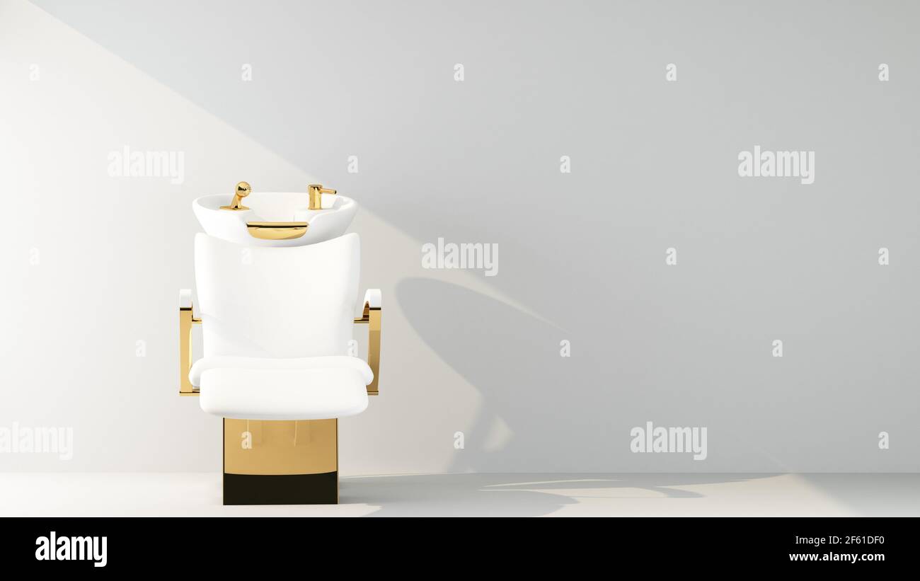 luxury chair with washbasin for a beauty salon front view. 3d rendering ...
