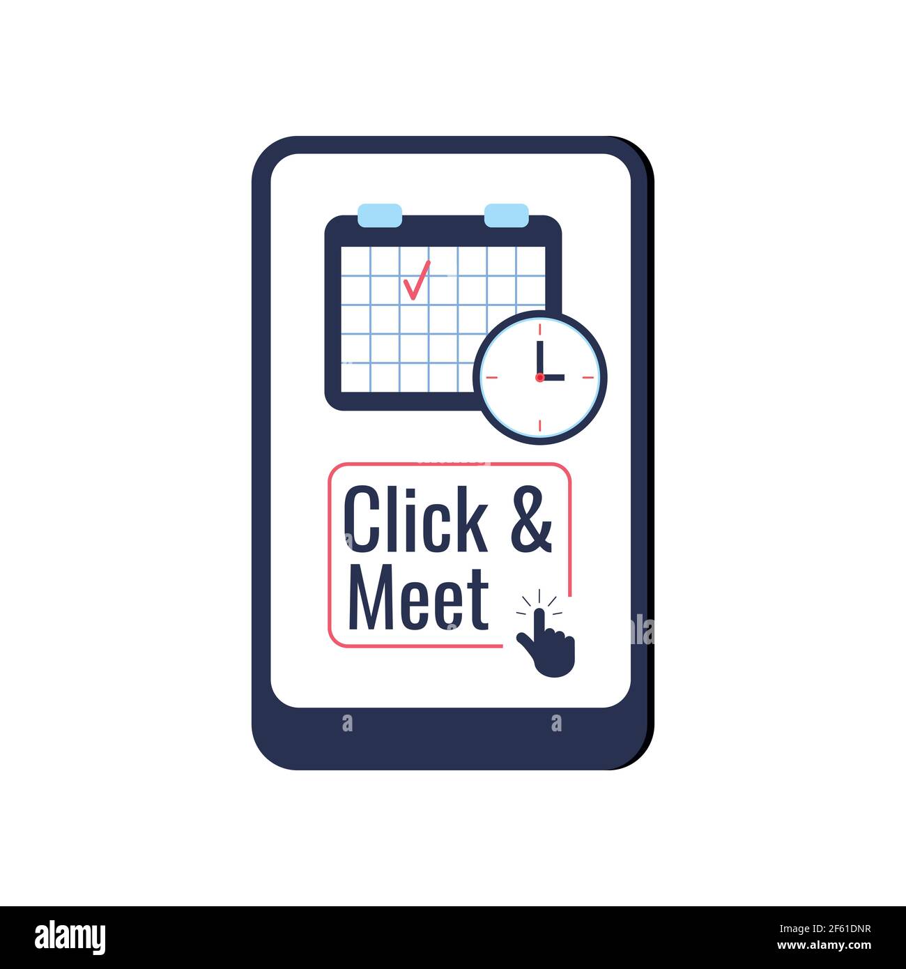 Click and meet visit time and date icon isolated on white background ...