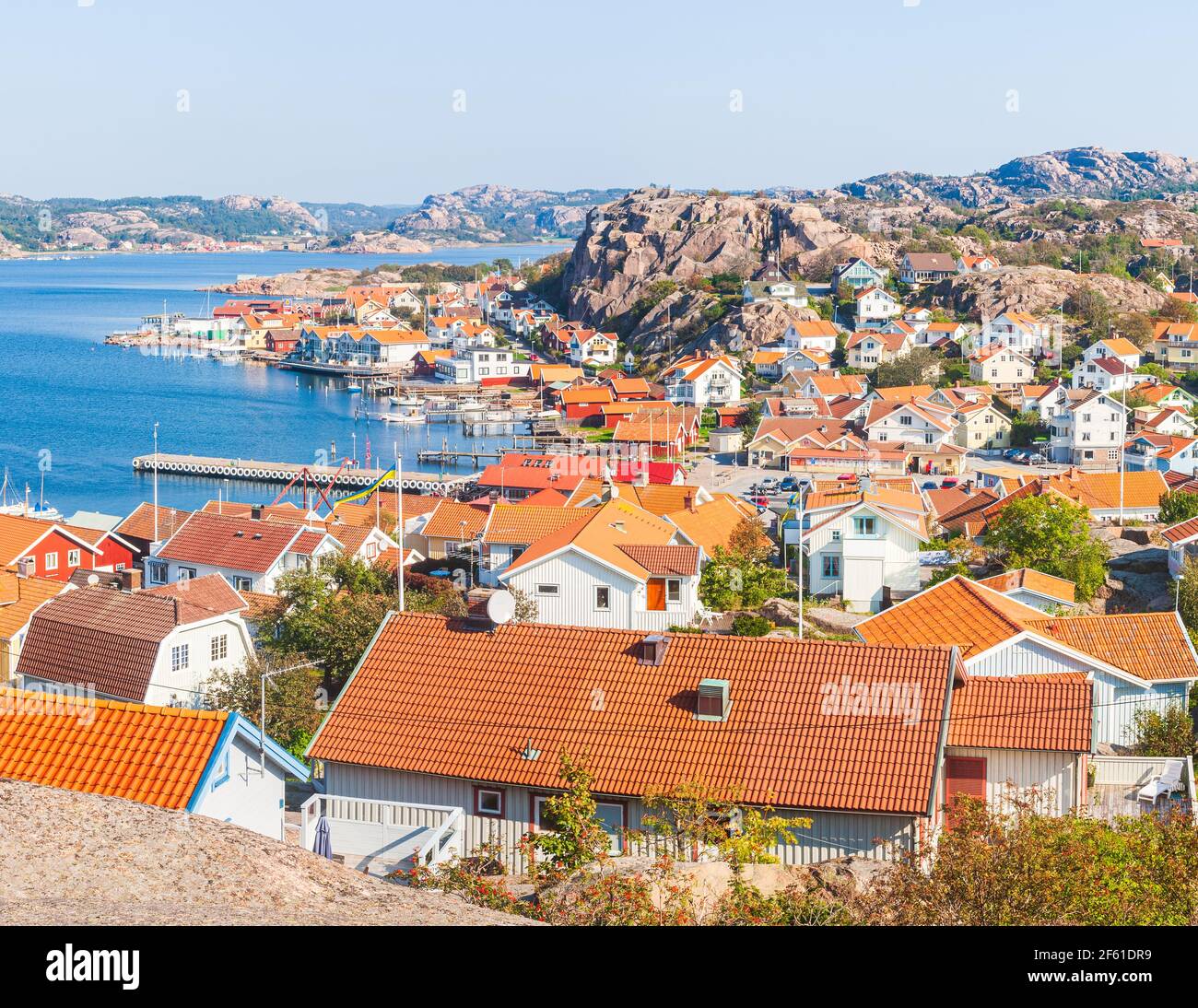 View of Swedish seaside village Stock Photo - Alamy