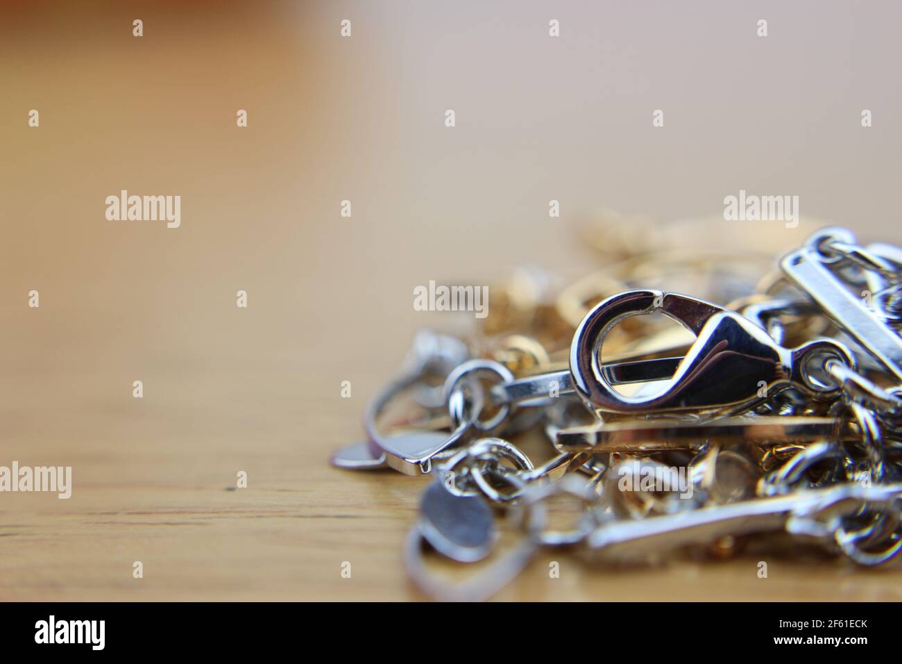 Closing hook of the chain in chromed metal Stock Photo - Alamy
