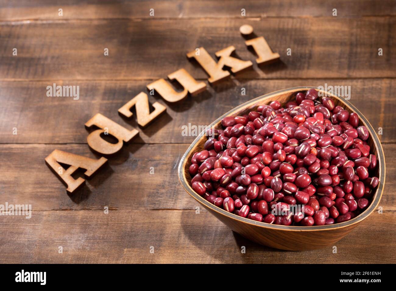Red Bean Adzuki - Vigna angularis. Word adzuki in wooden letters Stock ...