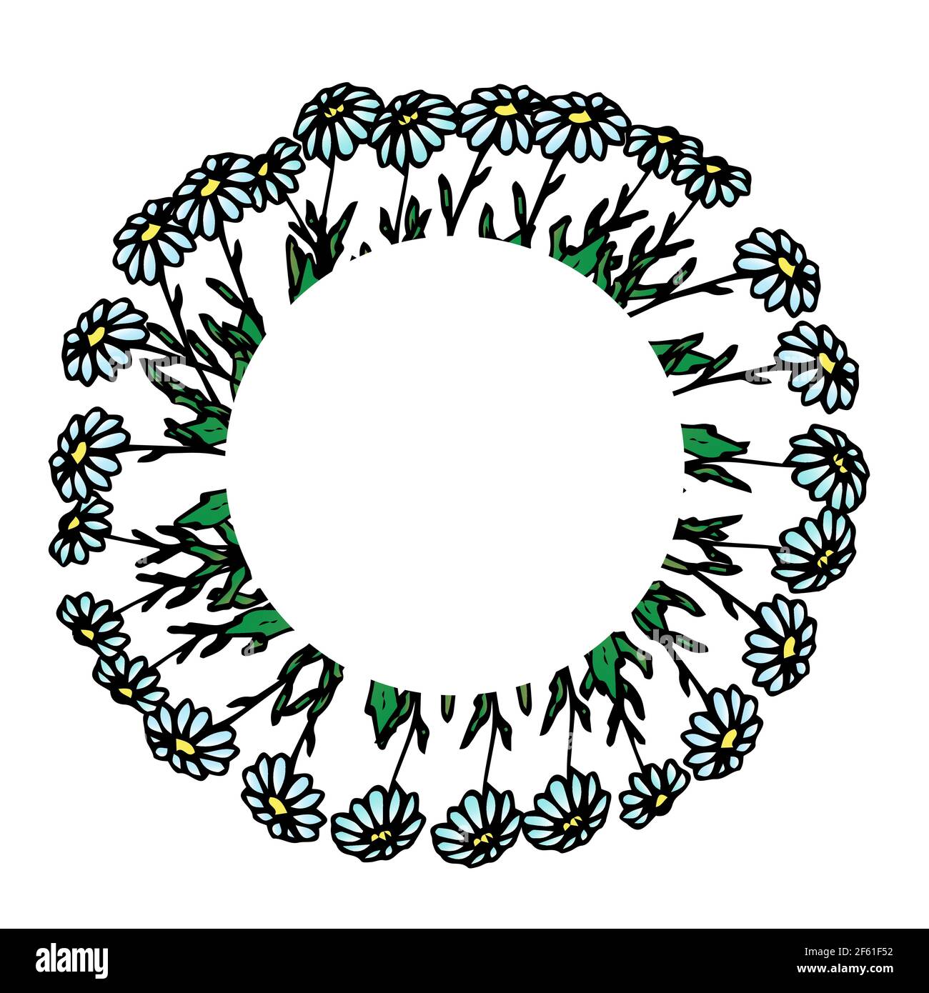 Round frame with daisies, daisy wreath, flower arrangement, floral ...