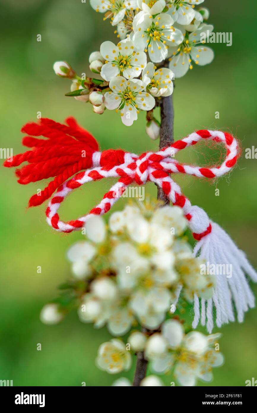 Bulgarian symbol of spring martenitsa bracelet. March 1 tradition white ...