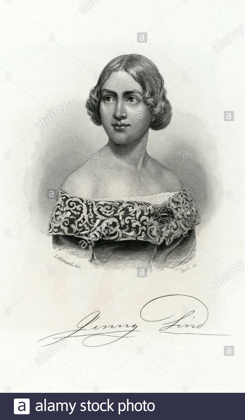 Jenny Lind portrait, 1820 – 1887, was a Swedish Opera Singer, vintage ...
