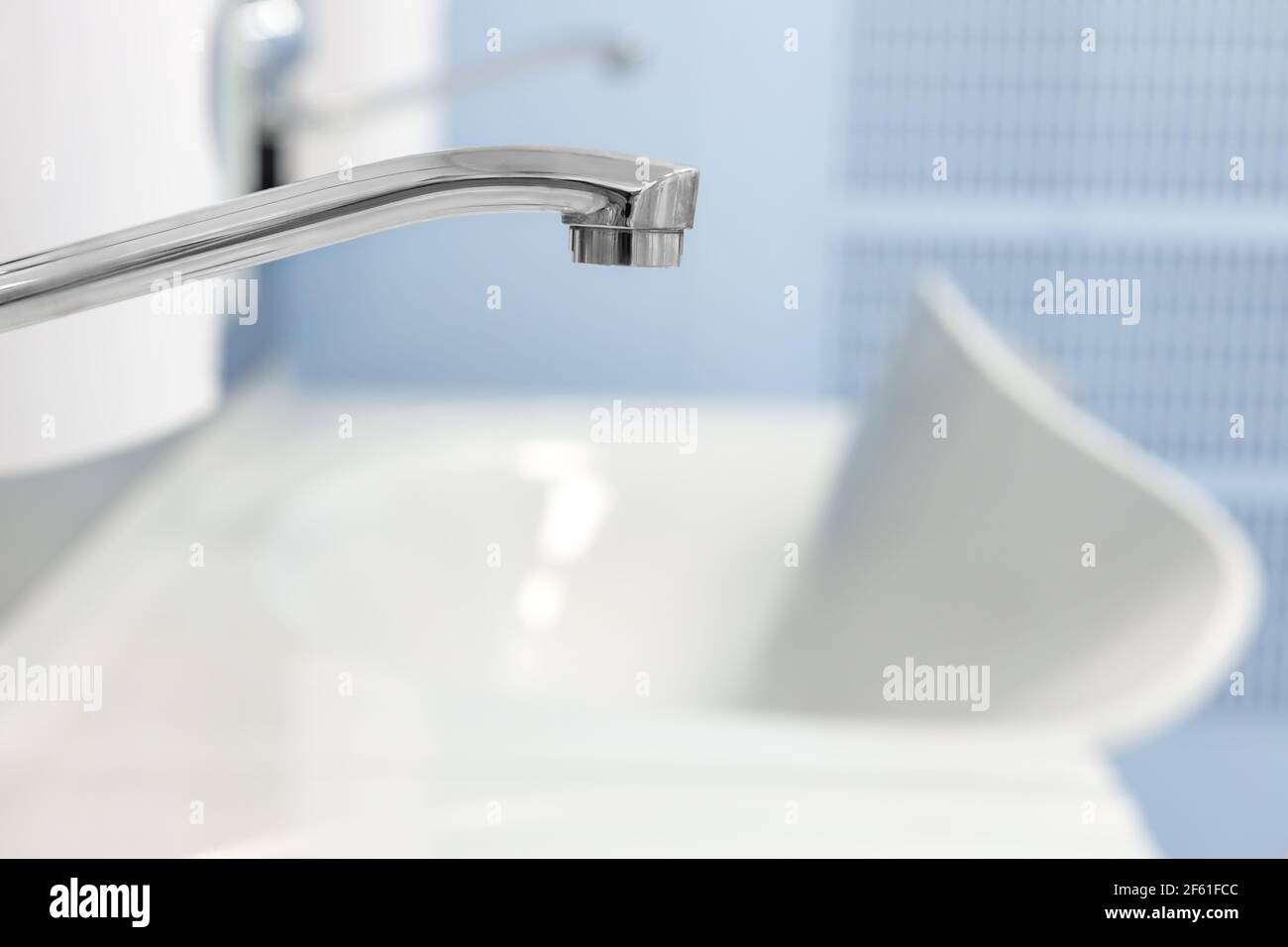 Washbasin tap for medical workers close-up. Sanitary equipment Stock ...