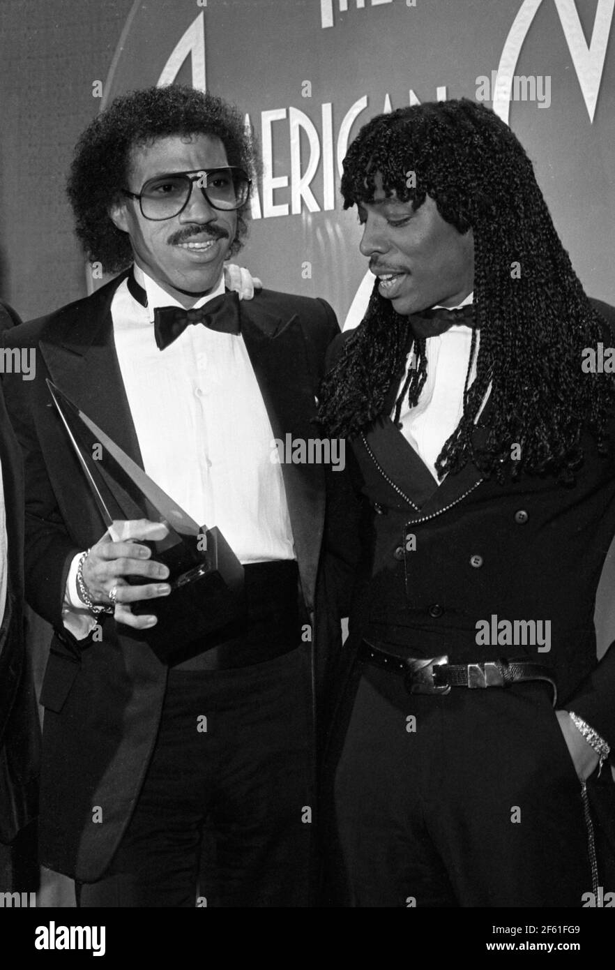 Lionel Richie and Rick James at the 10th Annual American Music Awards ...