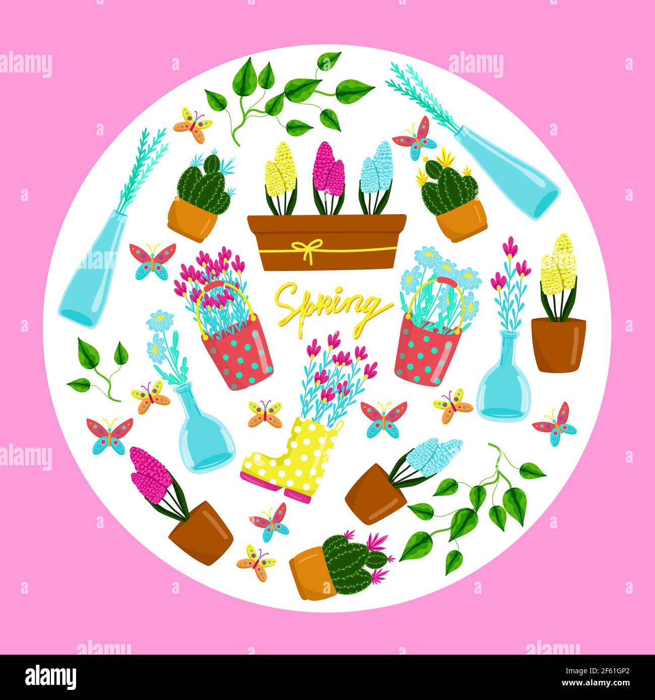 Set flowers in vases Stock Vector Images - Alamy
