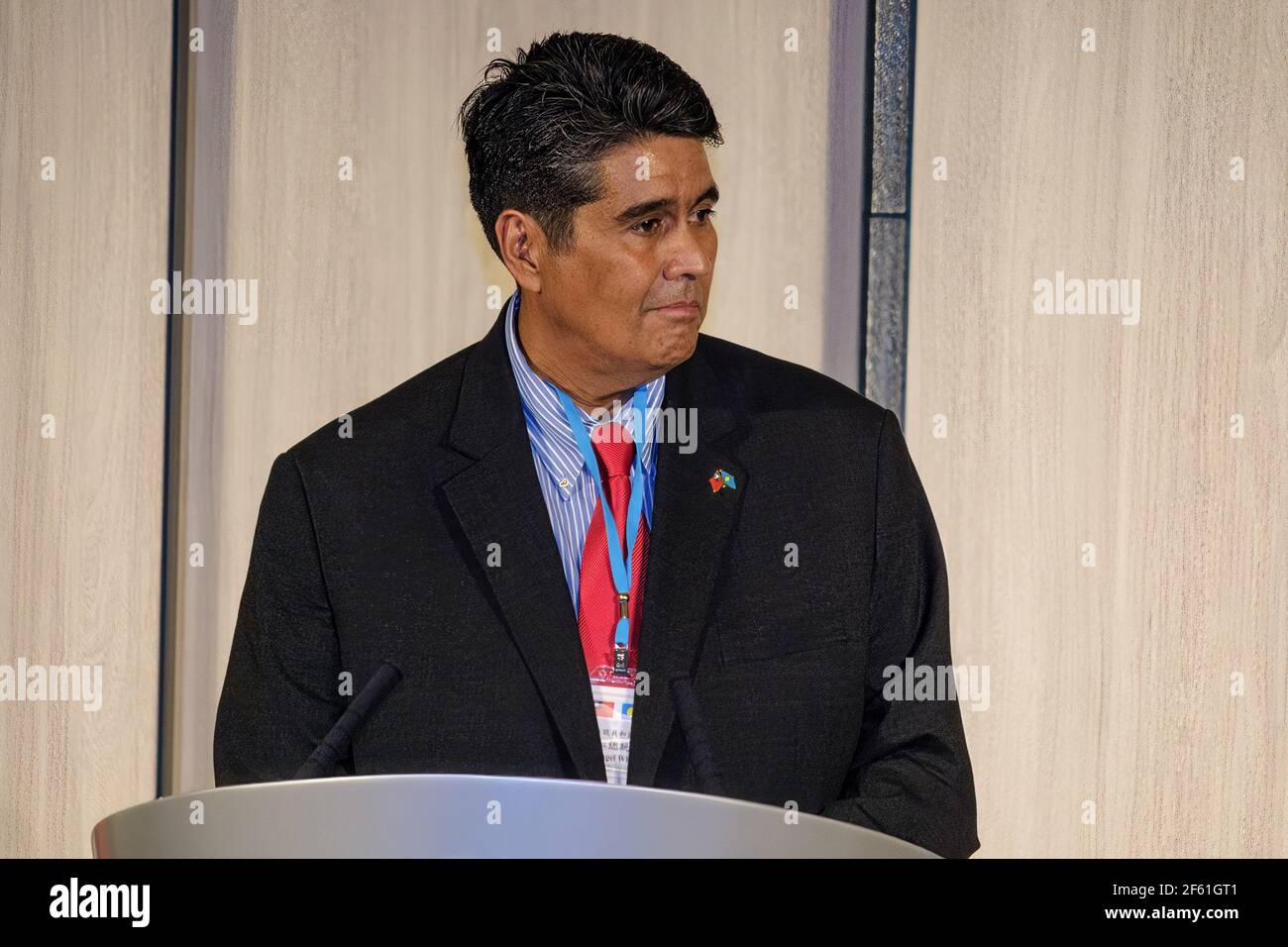 Taipei, Taiwan. 29th Mar, 2021. Surangel Whipps Jr., President of Palau ...