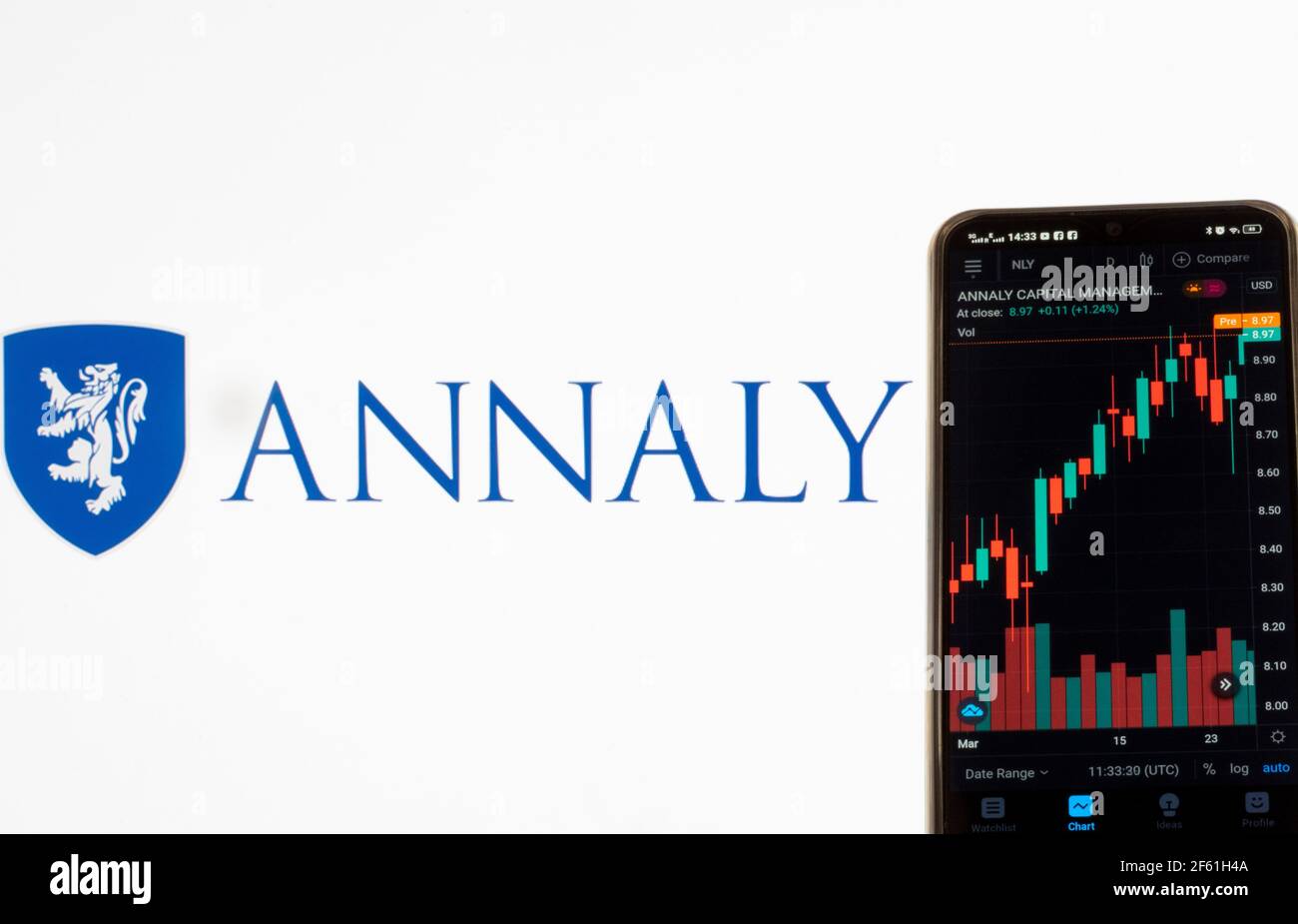 In this photo illustration, the stock market information of Annaly ...