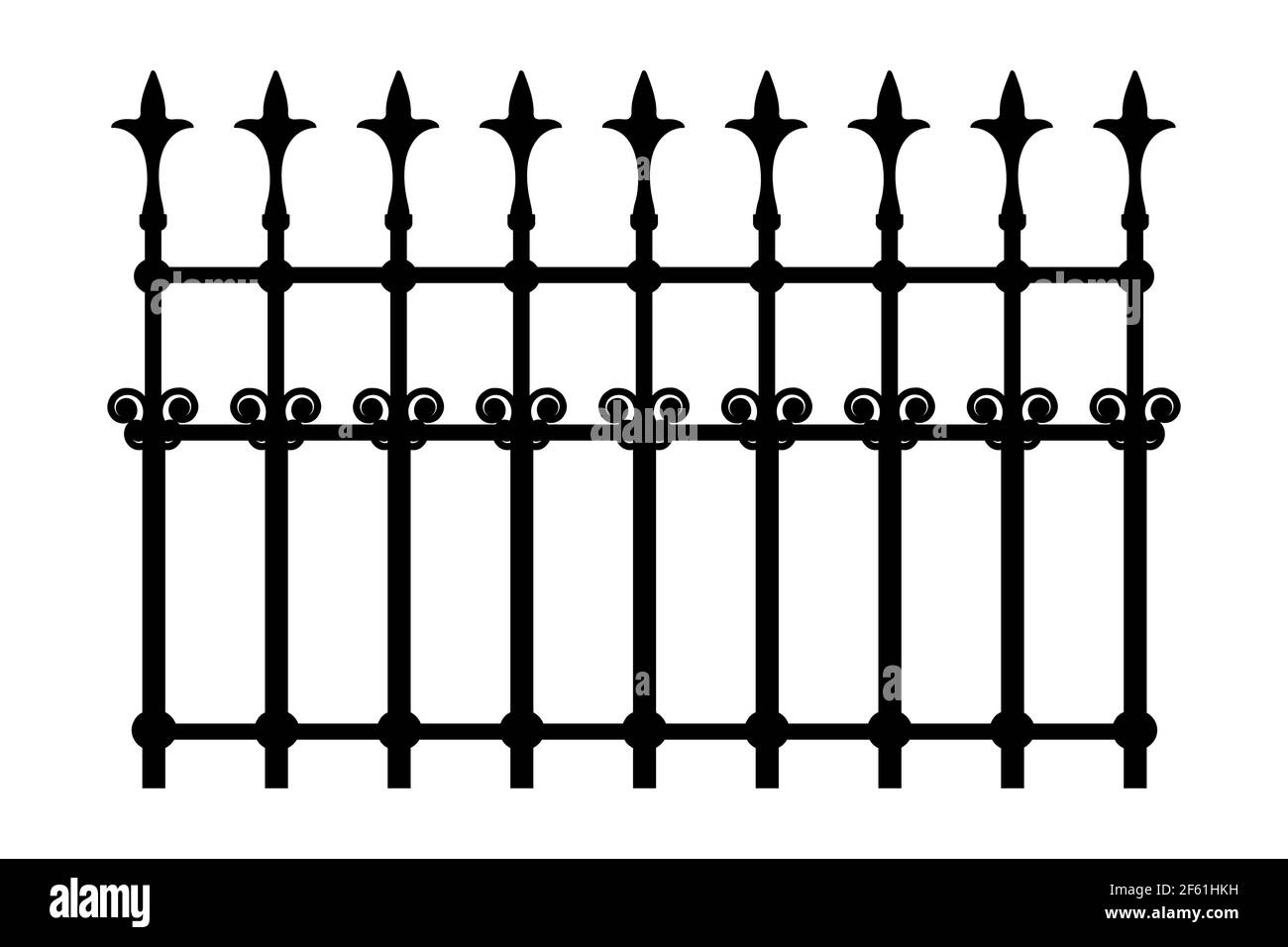 Decorative cast iron wrought fence silhouette isolated on white ...