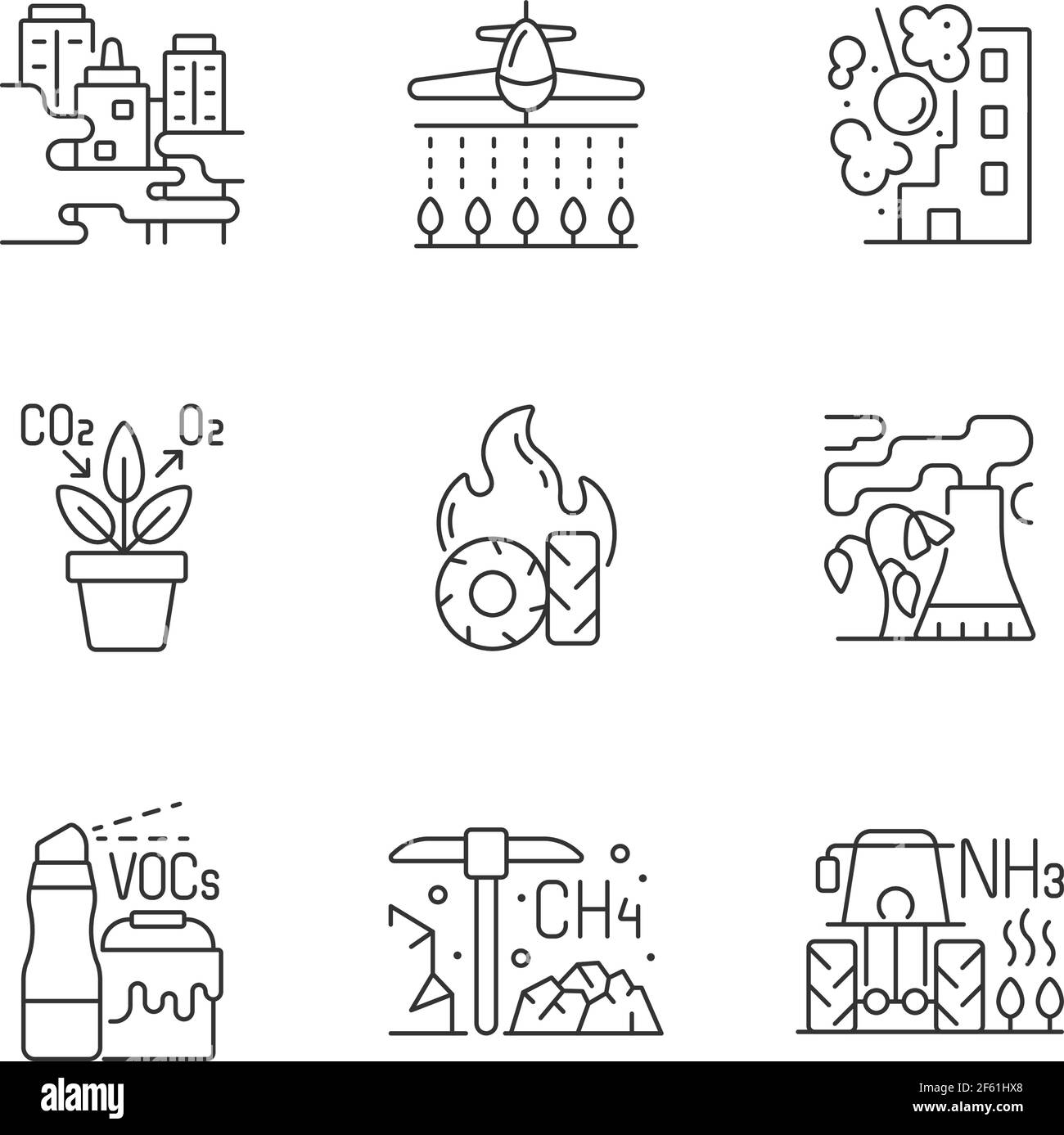 Air pollution linear icons set Stock Vector Image & Art - Alamy