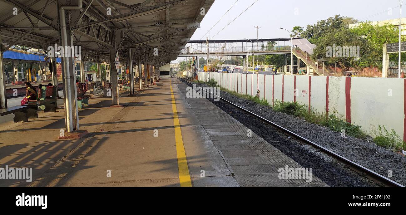 Suburban local train on the fort railway station. City metro vendors ...