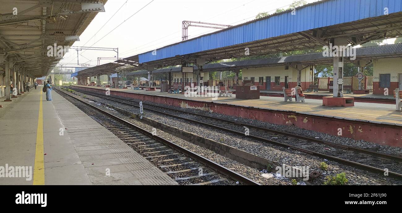 Suburban local train on the fort railway station. City metro vendors ...