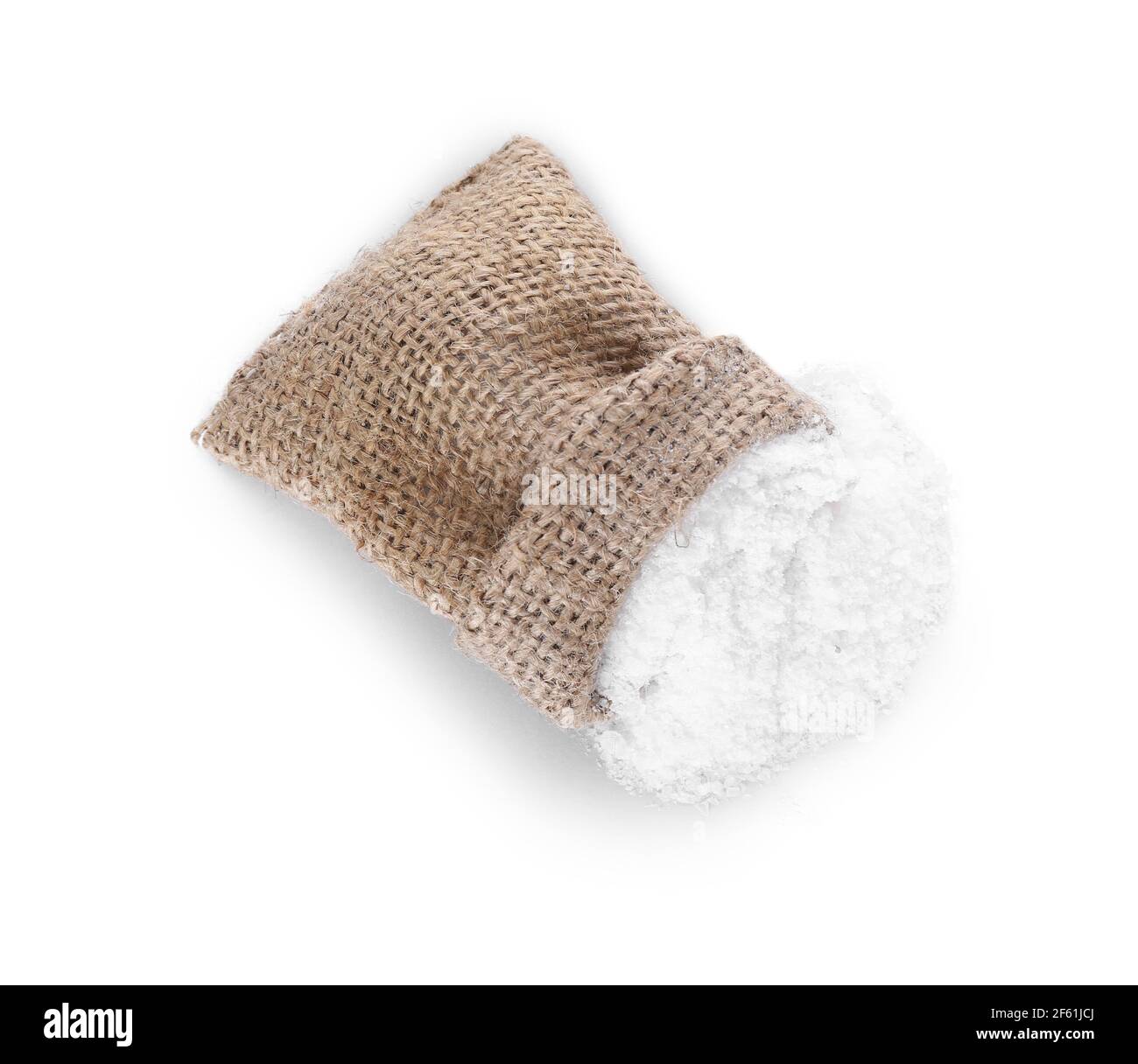 Bag with salt on white background Stock Photo - Alamy