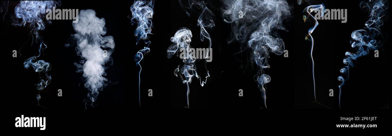 Collage of different cigarette smoke on dark background Stock Photo - Alamy