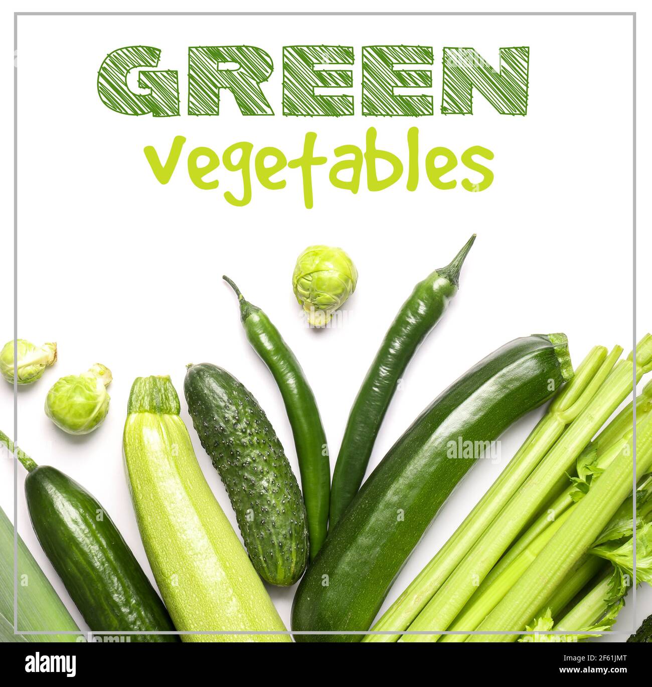 Green vegetables on white background Stock Photo - Alamy