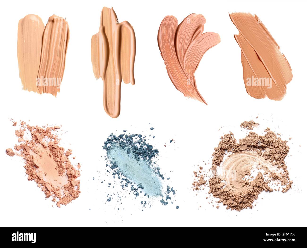 Samples of makeup cosmetics on white background Stock Photo - Alamy