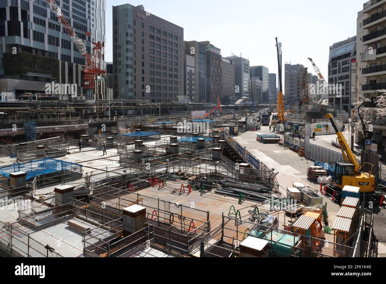 Tokyo, Japan. 24th Mar, 2021. Construction site near Shibuya Station in ...