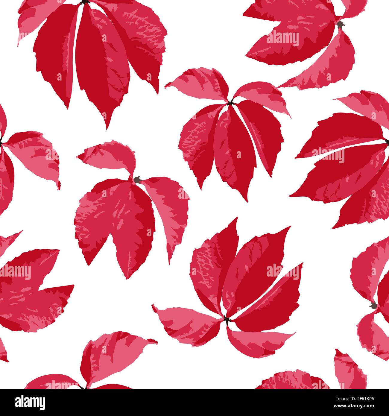Red leaves on a white background, seamless pattern. Repeating pattern ...