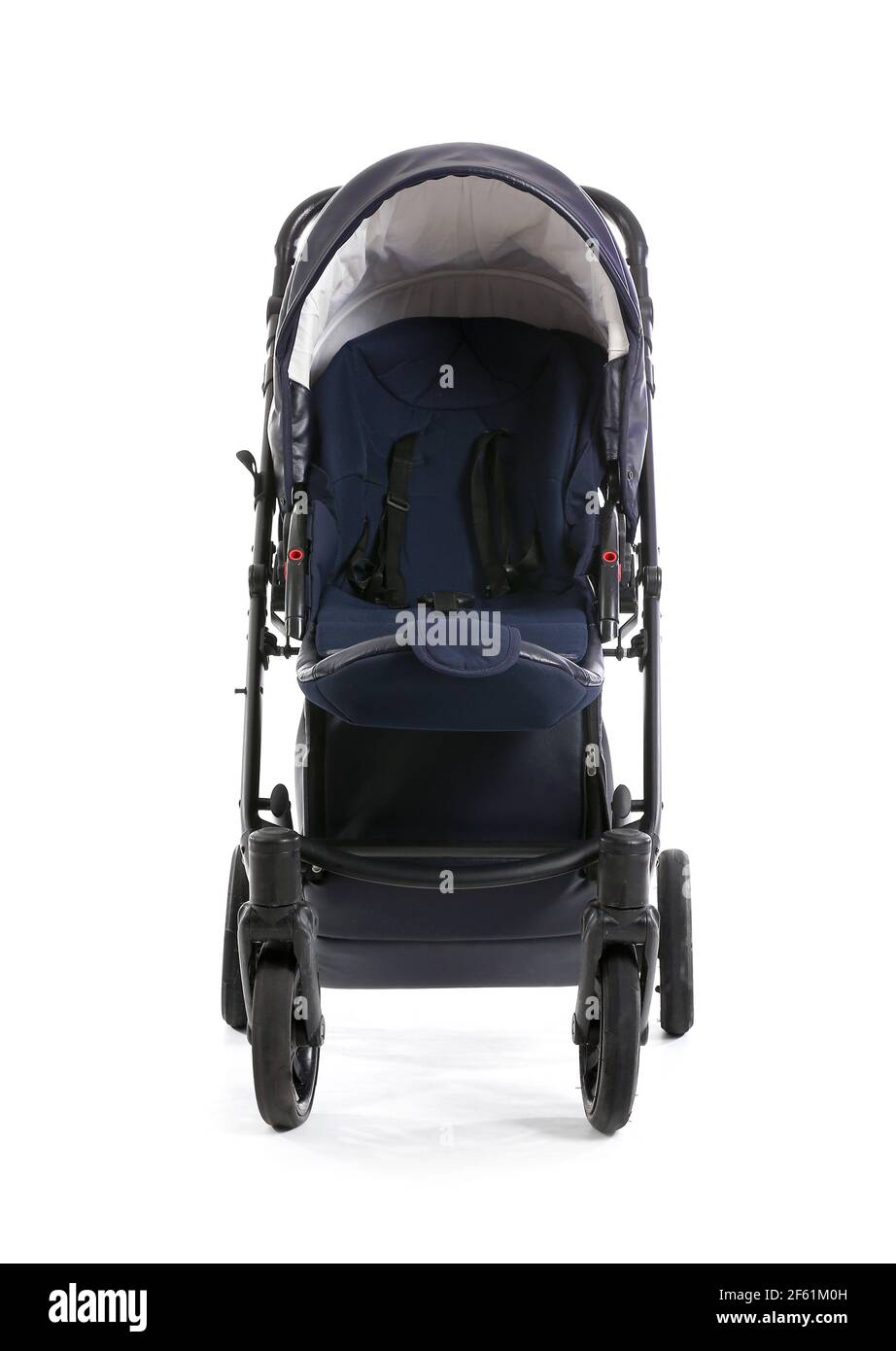 Modern baby stroller on white background Stock Photo - Alamy