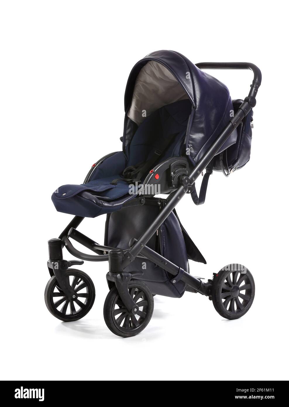 Modern baby stroller on white background Stock Photo - Alamy