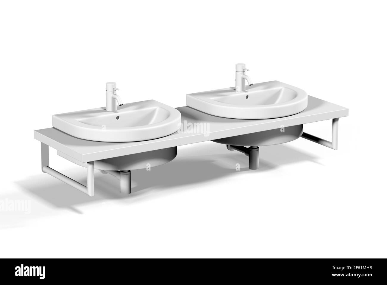 Washbasin mockup with tap isolated on white - 3D render Stock Photo - Alamy