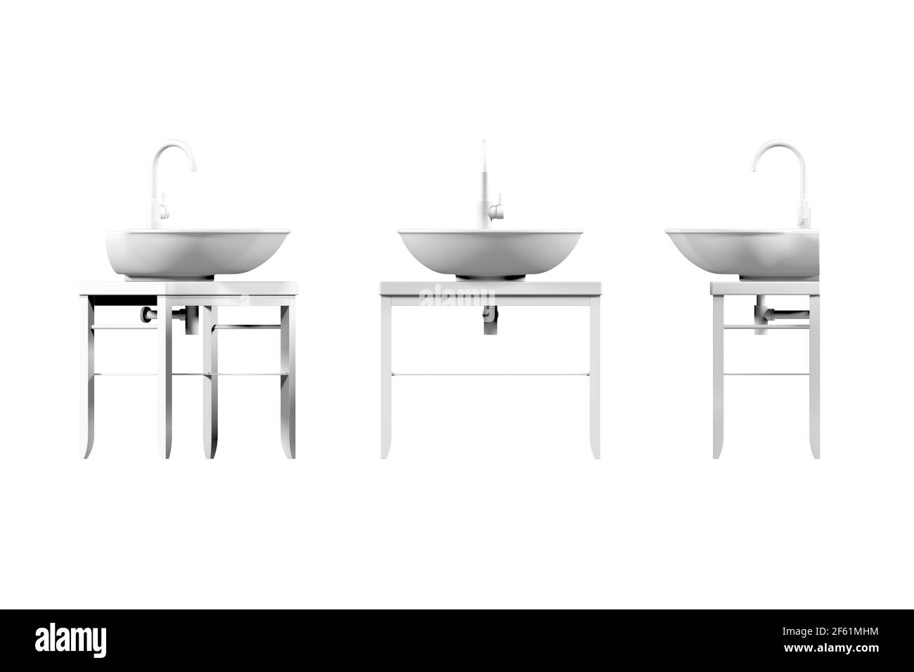 Washbasin mockup with tap isolated on white - 3D render Stock Photo - Alamy