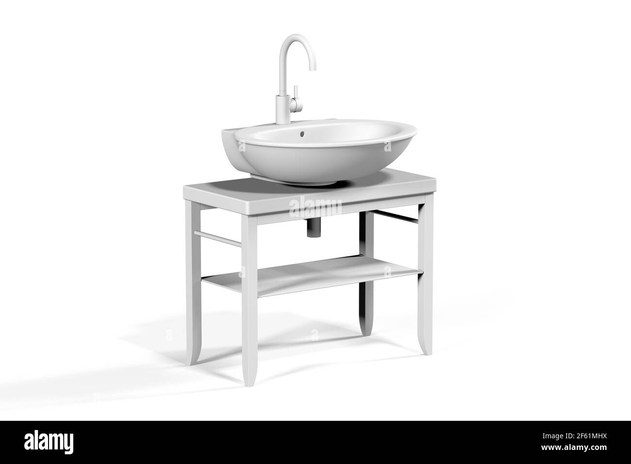 Washbasin mockup with tap isolated on white - 3D render Stock Photo - Alamy