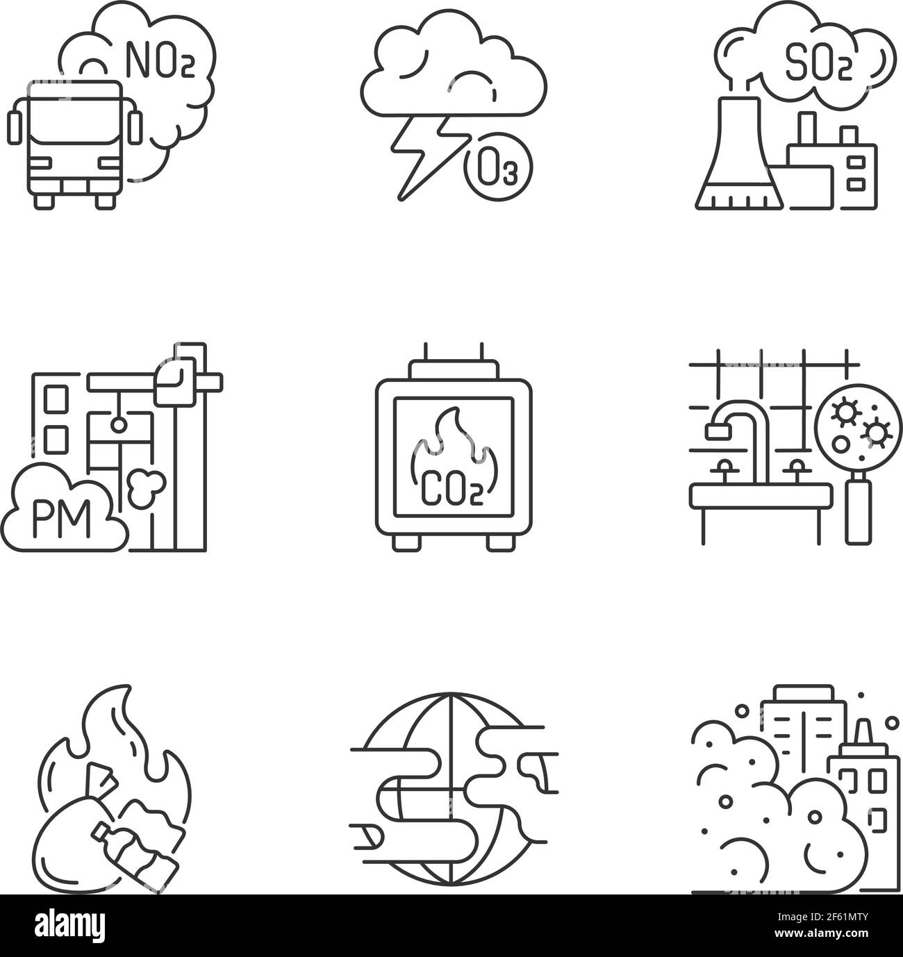 Air pollution linear icons set Stock Vector Image & Art - Alamy