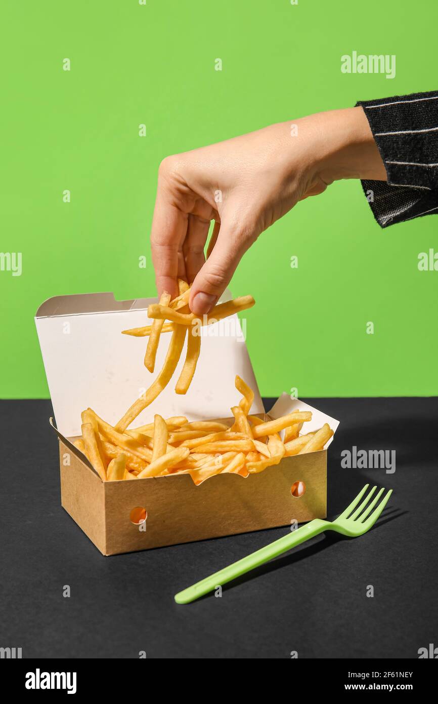 Female hand fork fried hi-res stock photography and images - Alamy
