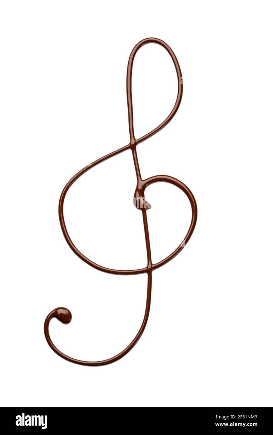 Violin clef made of melted chocolate on white background Stock Photo ...