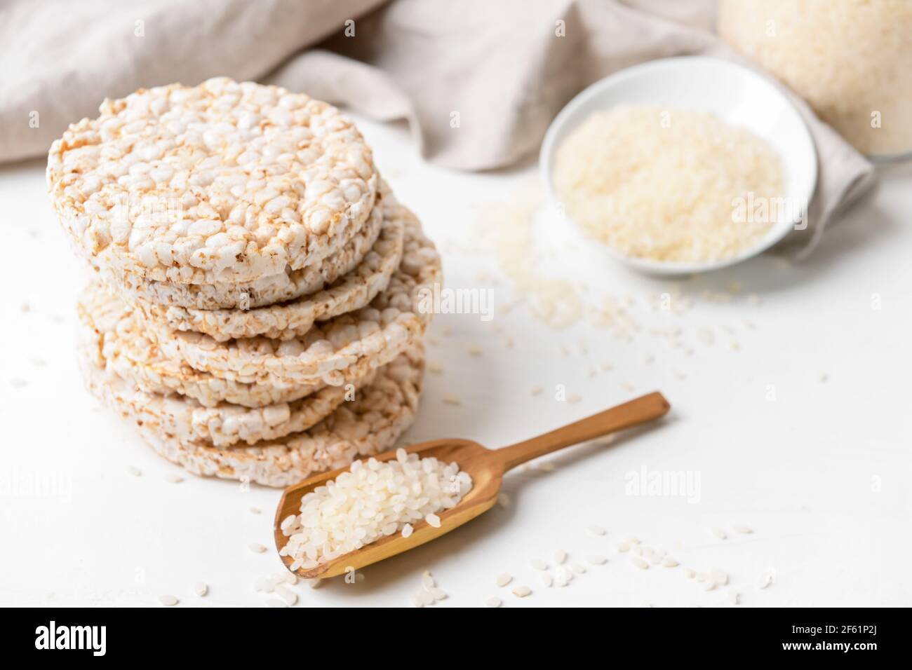 Stack of rice crackers on light background Stock Photo - Alamy