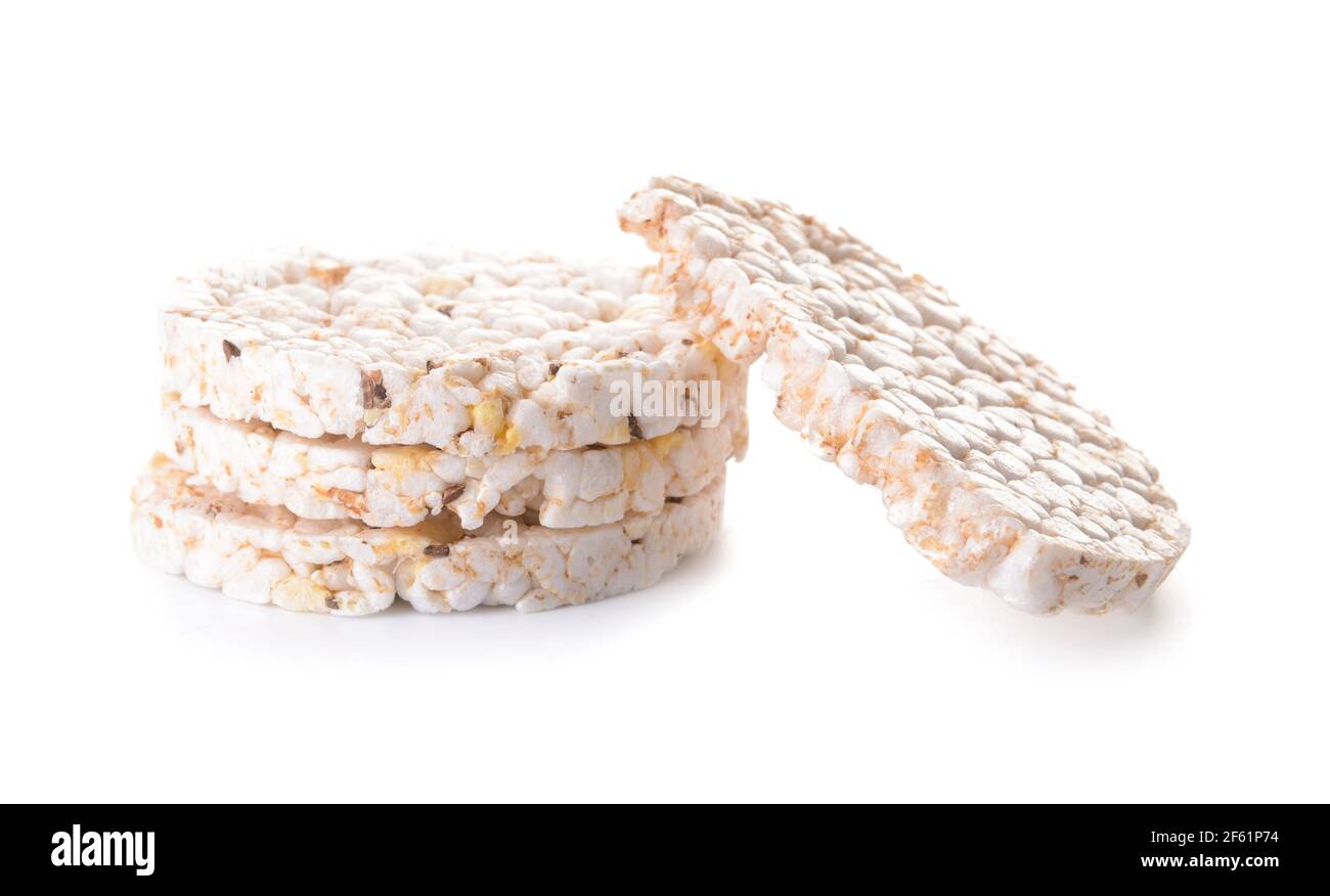 Rice crackers on white background Stock Photo - Alamy
