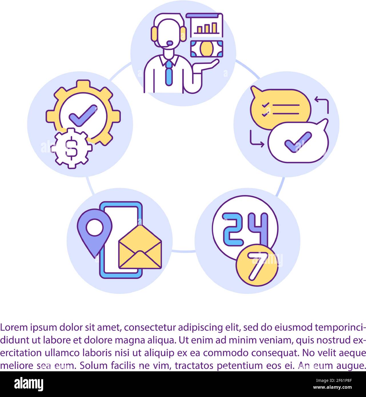 Client support concept line icons with text Stock Vector Image & Art ...