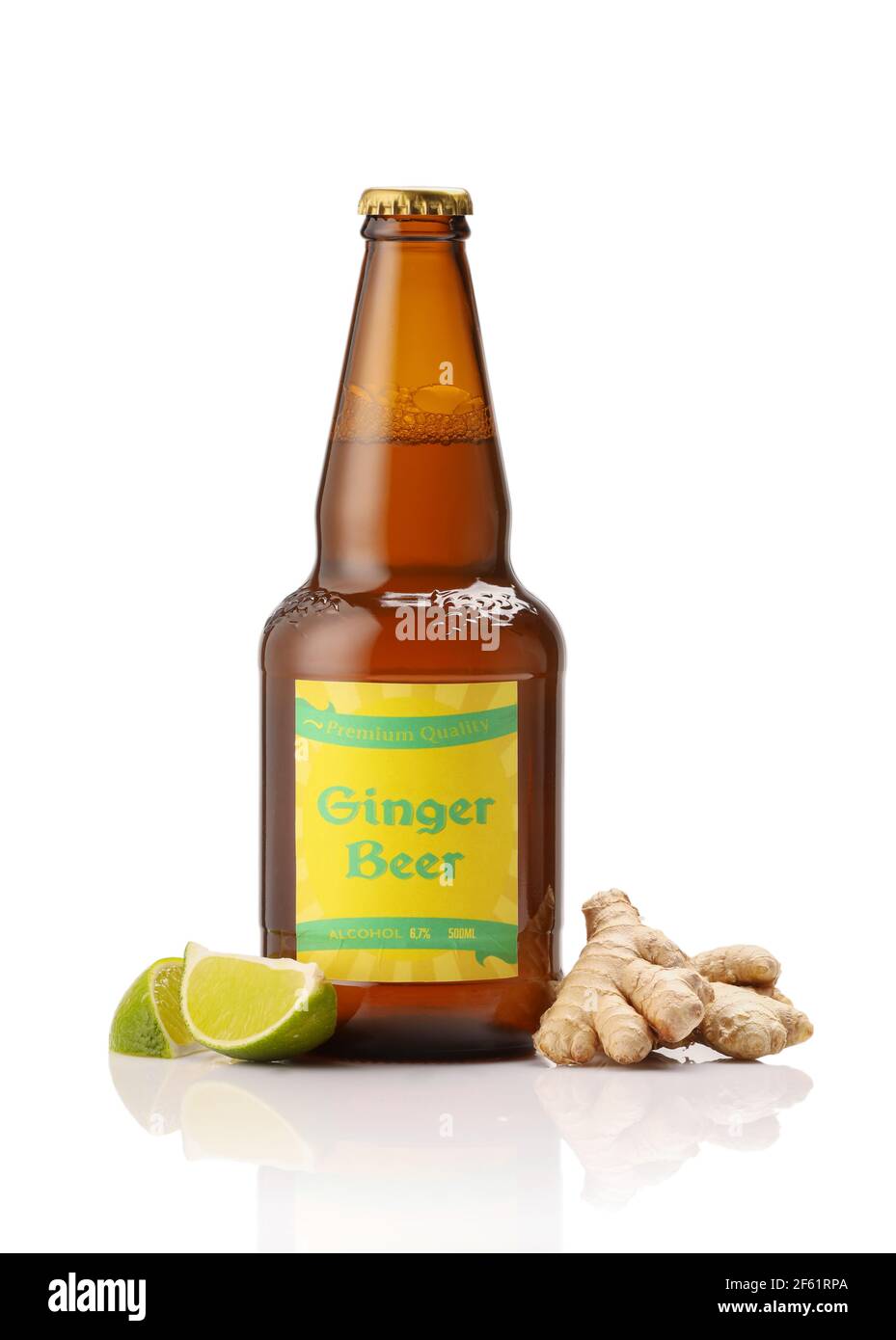 Bottle of fresh ginger beer on white background Stock Photo - Alamy