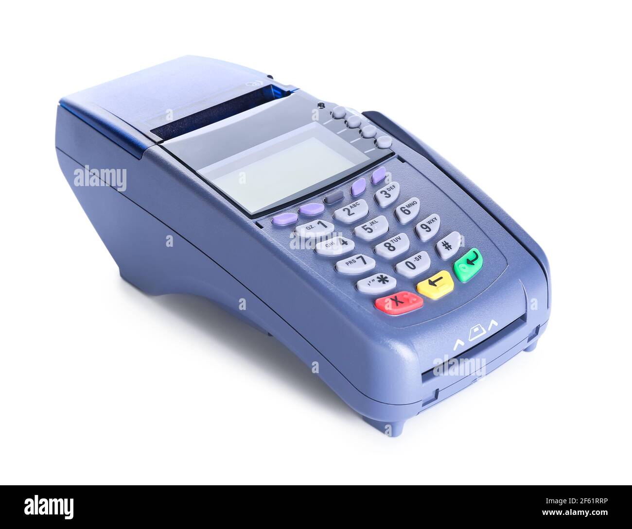 Payment terminal on white background Stock Photo - Alamy