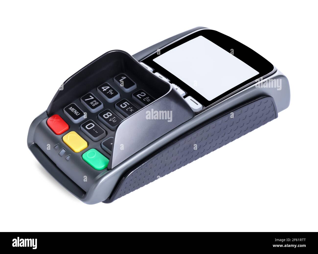 Payment terminal on white background Stock Photo - Alamy