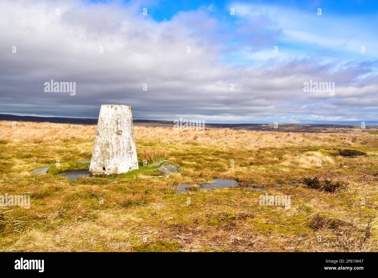 Trig point, Standing Stone Hill, Heptonstall Moor, Pennines, Pennine ...