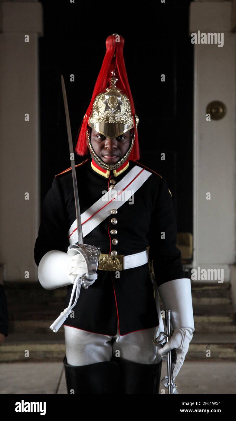 21 April 2011. London, England. A member of the Queen's Guard, Blues ...